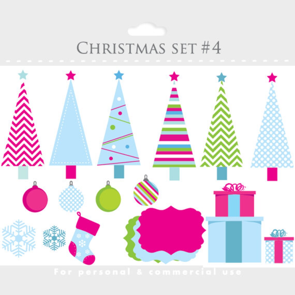 Christmas Trees Clip Art and Digital Papers Clip Art for - Etsy