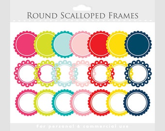 Scalloped Frames Clipart Round Frames for Collages Photos - Etsy