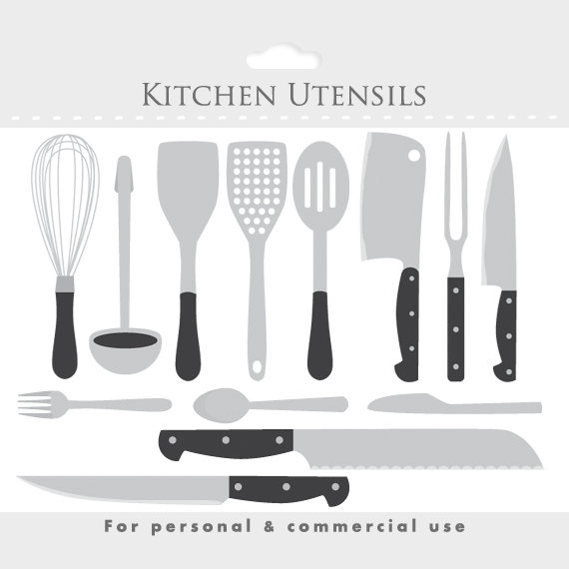 Kitchen Utensils Clipart Cooking Clip Art Chef Clipart - Etsy