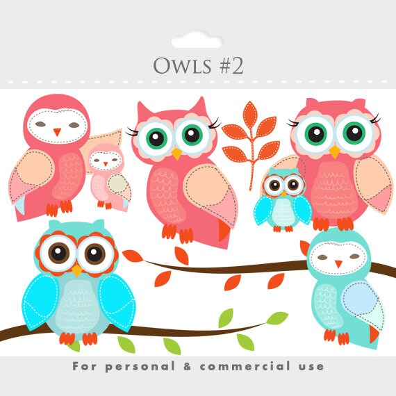 Baby Owl On Branch Clip Art