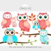 Owls Clipart - Whimsical Owls, Baby Owls, Birdies, Branch, Tree Branch ...