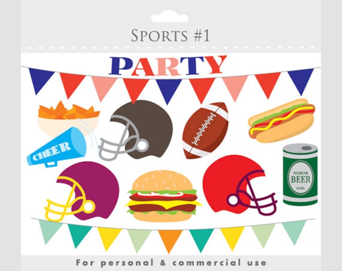 Football Party Clipart Football Clip Art Foot Ball | Etsy
