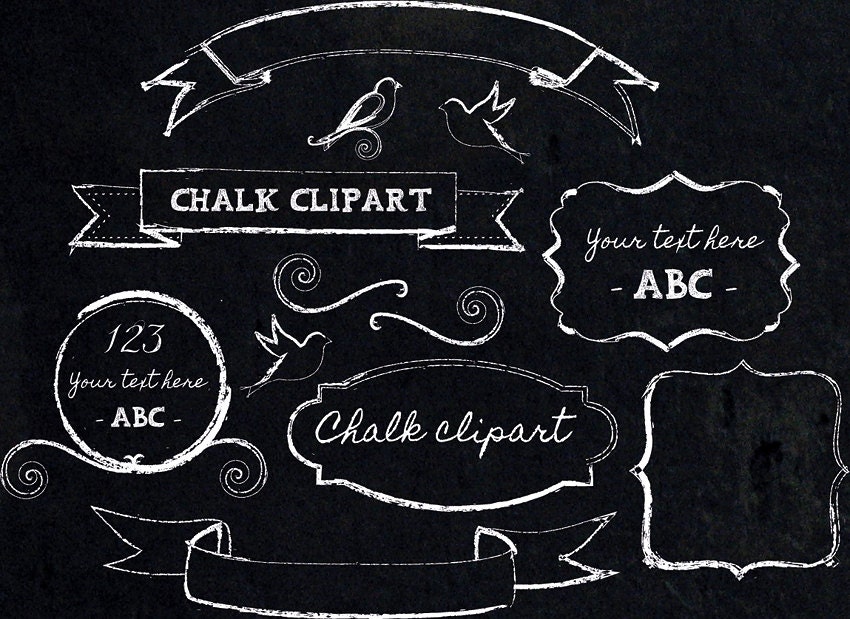 Chalk Clipart Frames Flourishes Decorative Frames Birds - Etsy