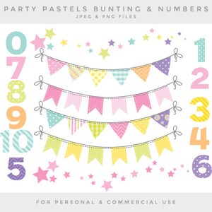 Bunting Clip Art Pastel Bunting Banner Flags Clipart Numbers for ...