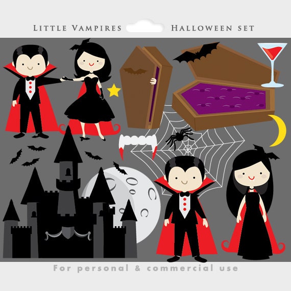 Vampire Clipart Halloween Clip Art Vampires Cute Little | Etsy