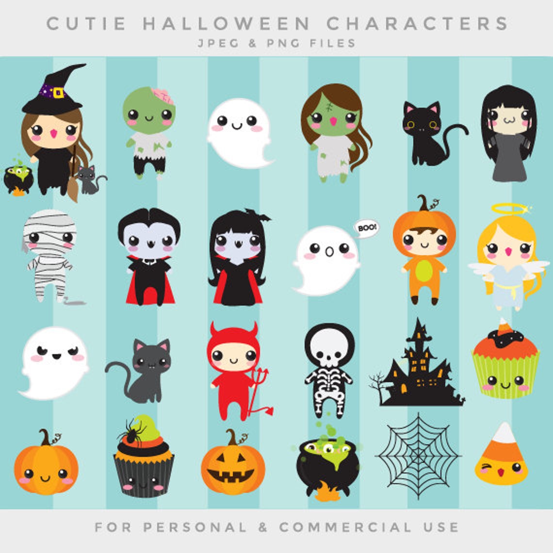 Halloween Cute Clip Art - Kawaii Clipart Cute Whimsical Vampire Witch ...