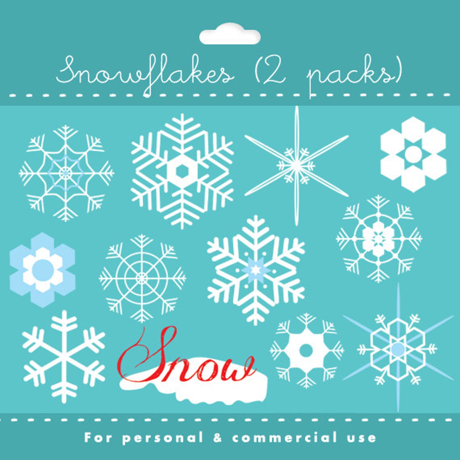 Snowflakes Clipart Snow Flakes Snow Flakes White and | Etsy
