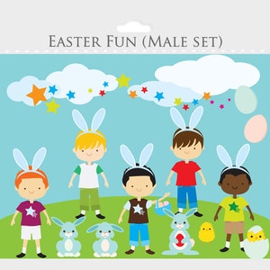 Easter Clipart - Boys, Party Clip Art, Bunny, Chicks, Rabbits, Eggs ...