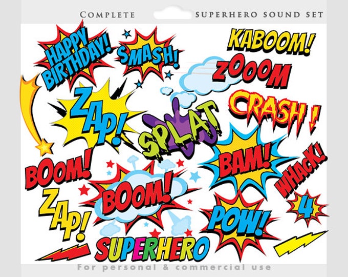 Superhero Clipart Comic Book Clip Art, Super Heroes, Cityscape, Sounds ...