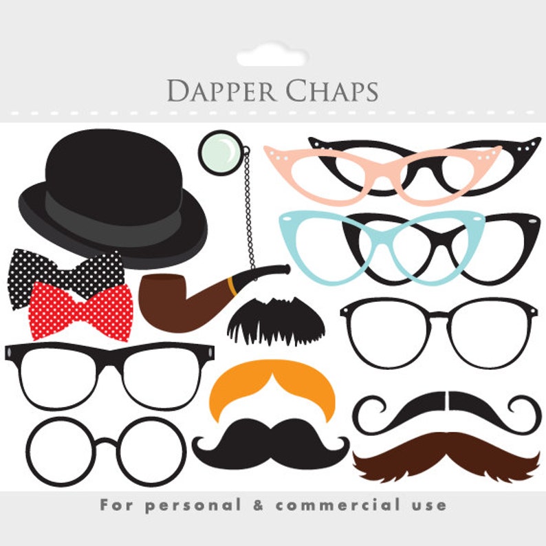 Moustache Clipart Mustache Clip Art Eyeglass Clipart - Etsy