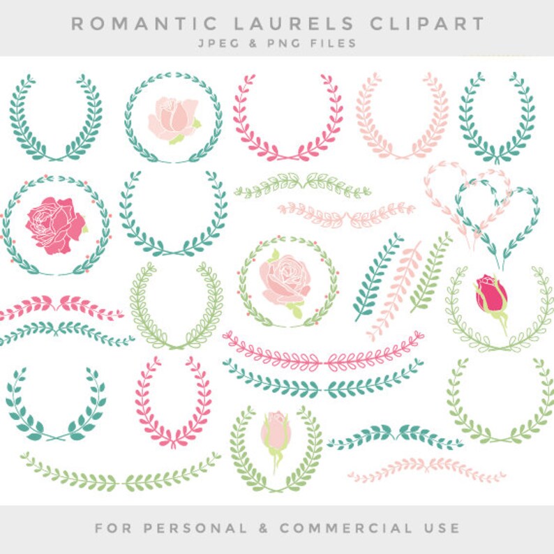Laurel Clip Art Laurels Clip Art Digital Hand Drawn Laurel - Etsy