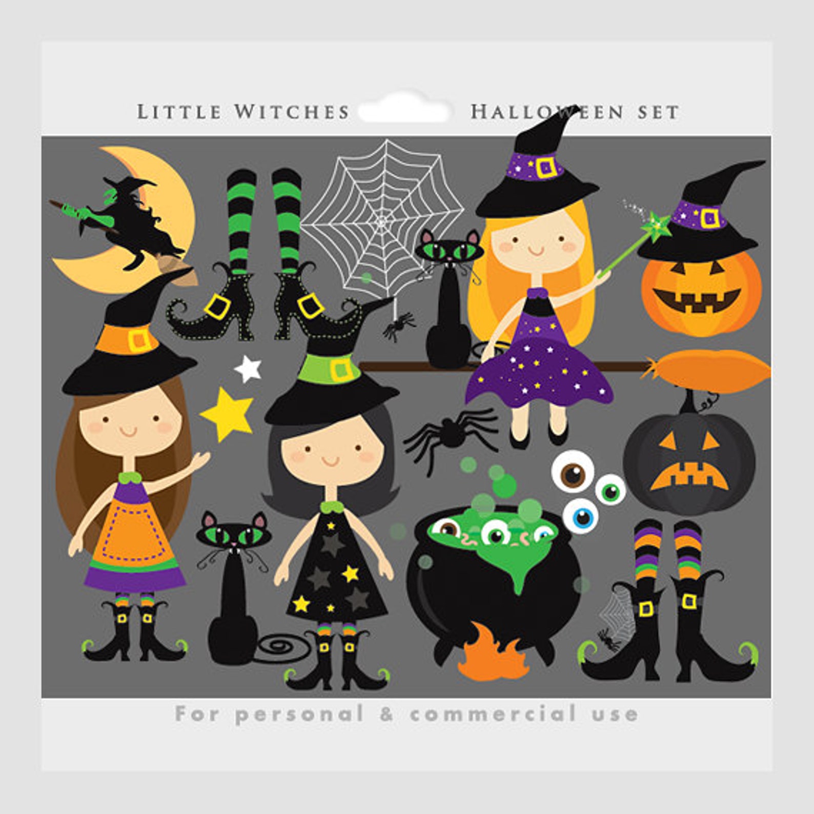 Witch Clipart Halloween Clip Art Witches Cute Little - Etsy Australia