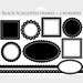 Black Scalloped Frames Clipart - Square, Circle, Oval, Borders, Frames ...