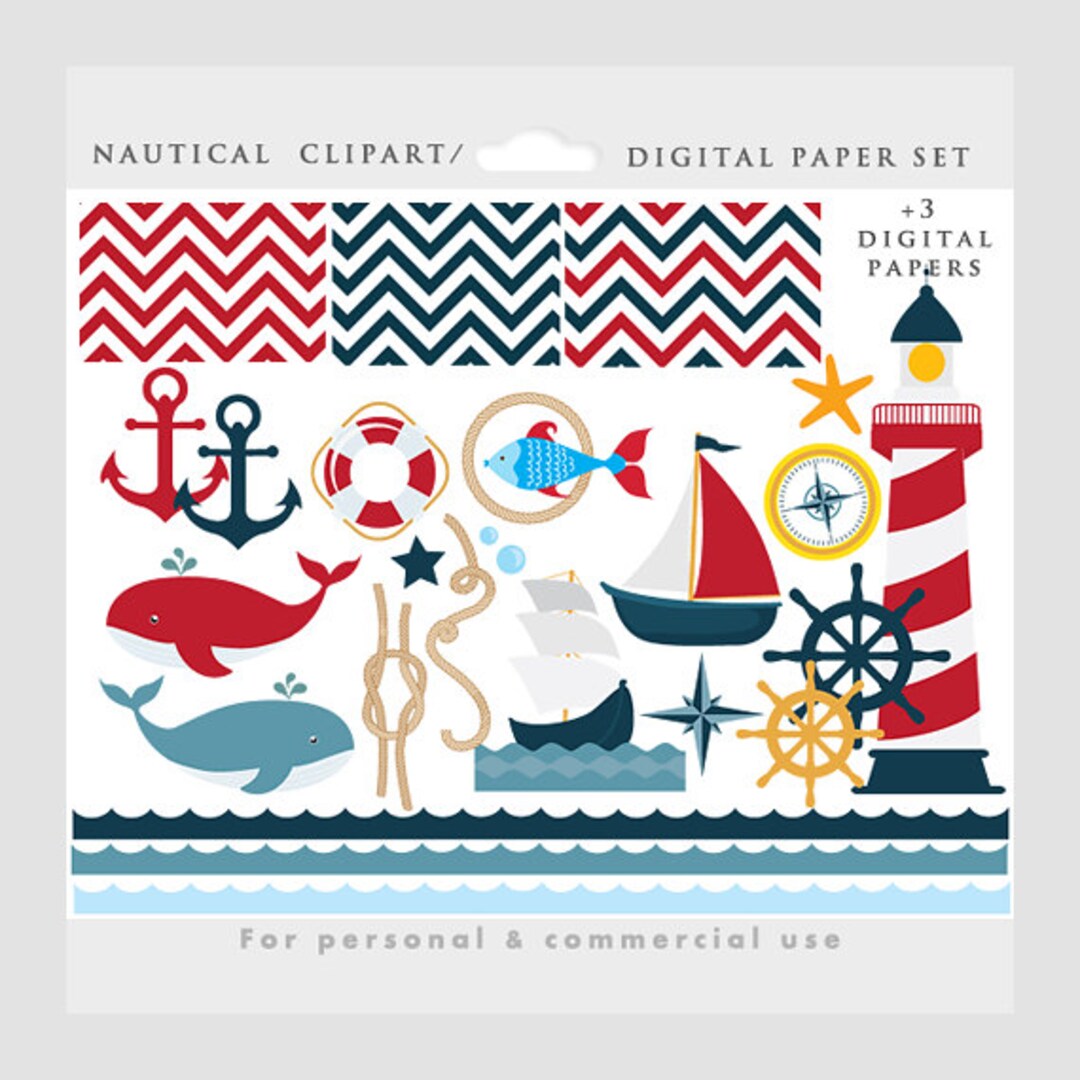 Nautical Clipart - Ship Clip Art, Sailor Clipart, Lighthouse, Ocean ...