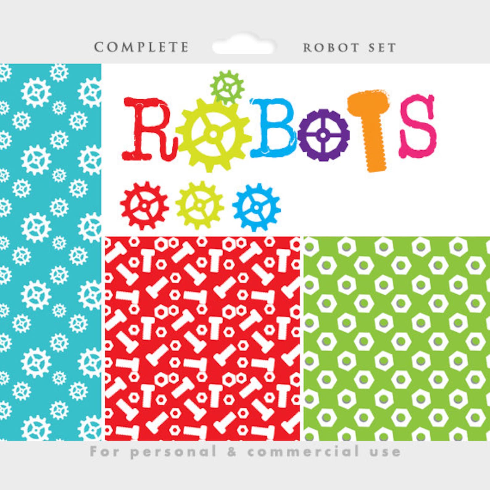 Robot clipart robots clip art gears nuts bolts robot | Etsy