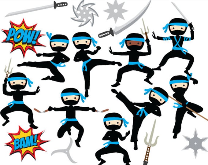 Pink Ninja Girls Clipart for Commercial Use, Sumarai Warrior Clipart ...