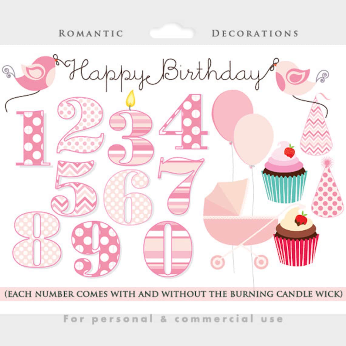 Birthday party clipart birthday clip art numbers balloons | Etsy