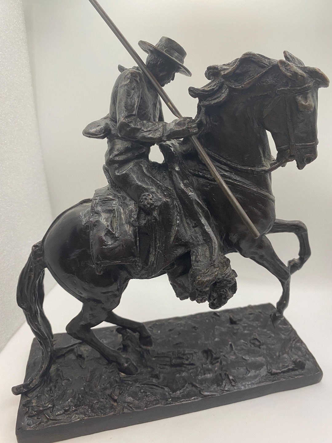 Bronze Cowboy & Horse Spanish Bull Fighter Statue Sculpture Picador ...