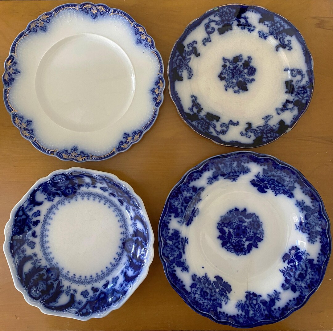 Antique 19th Century Flow Blue Transferware Plates and Bowls - Etsy