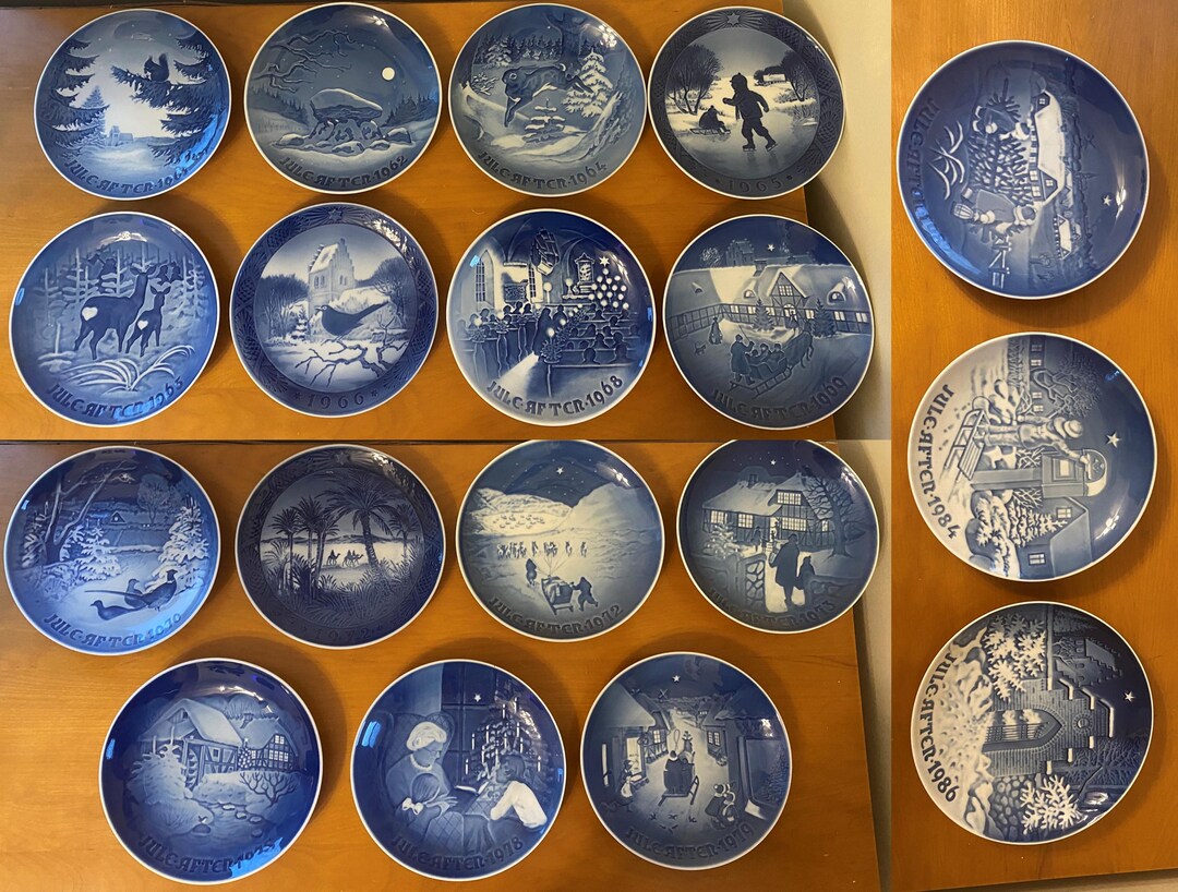 Blue Porcelain Danish Plates Royal Copenhagen, B&G Bing and Grondahl ...