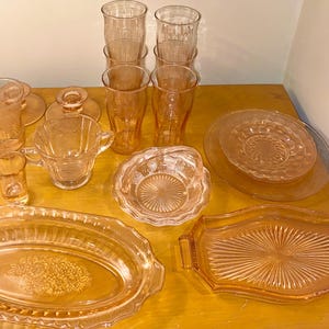 Vintage Pink Depression Glass Dishes - Etsy