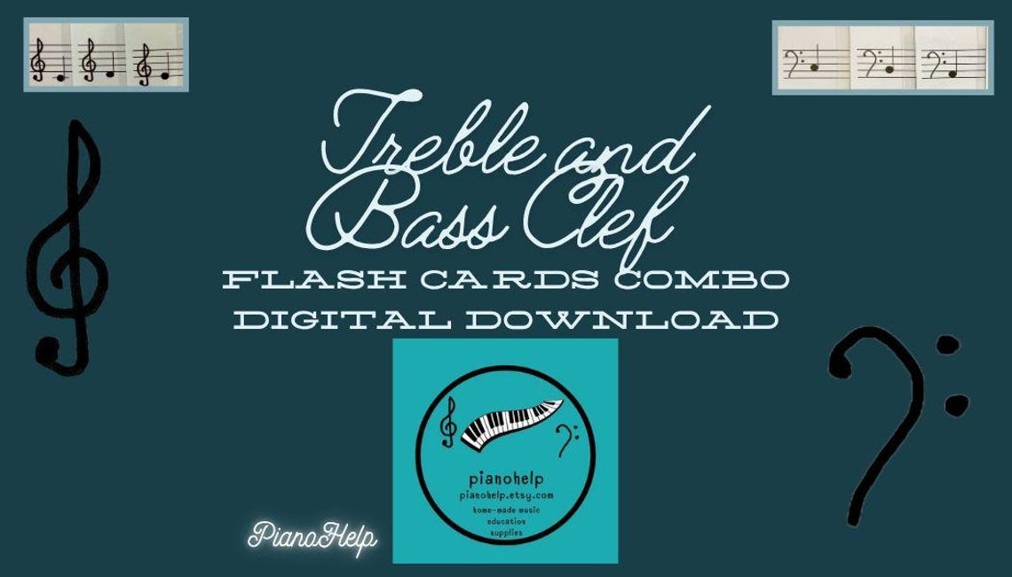 Treble and Bass Clef Flashcards Digital Download Pdf Format - Etsy