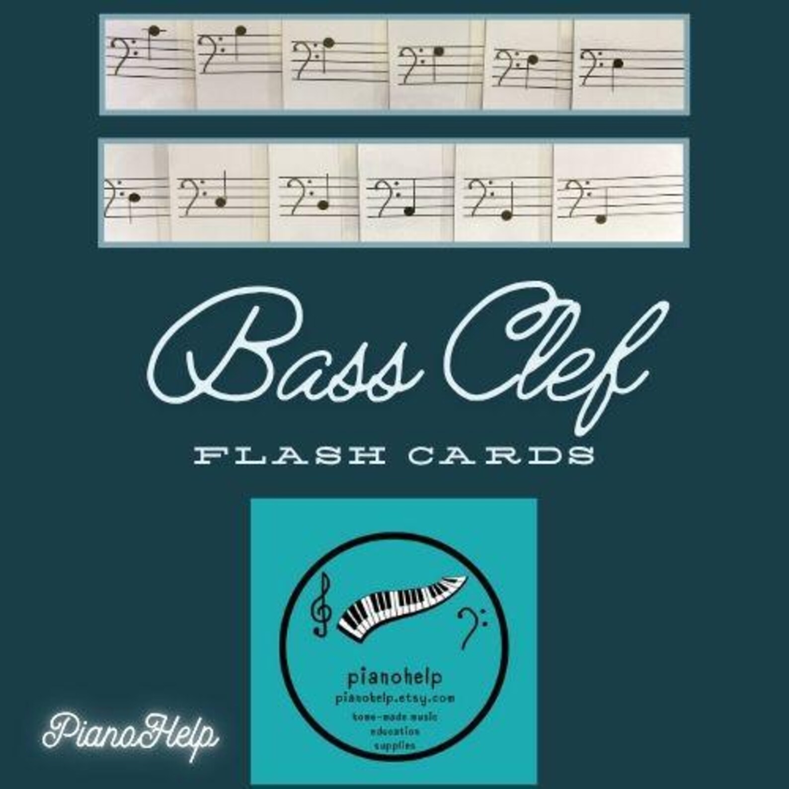 Bass Clef Letter Names on the Staff Flashcards - Etsy