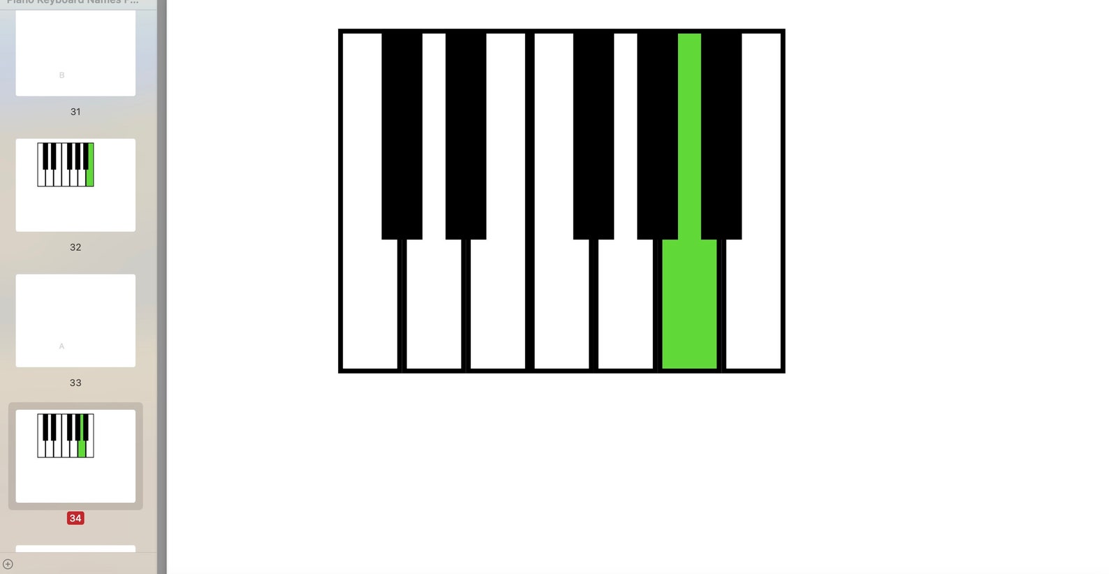 Piano Keys Flashcards Download in Pdf Format - Etsy