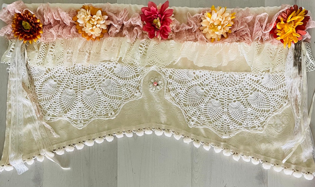 Handmade Lace Cafe Curtain/kitchen Valance Farmhouse/cottage Curtain ...