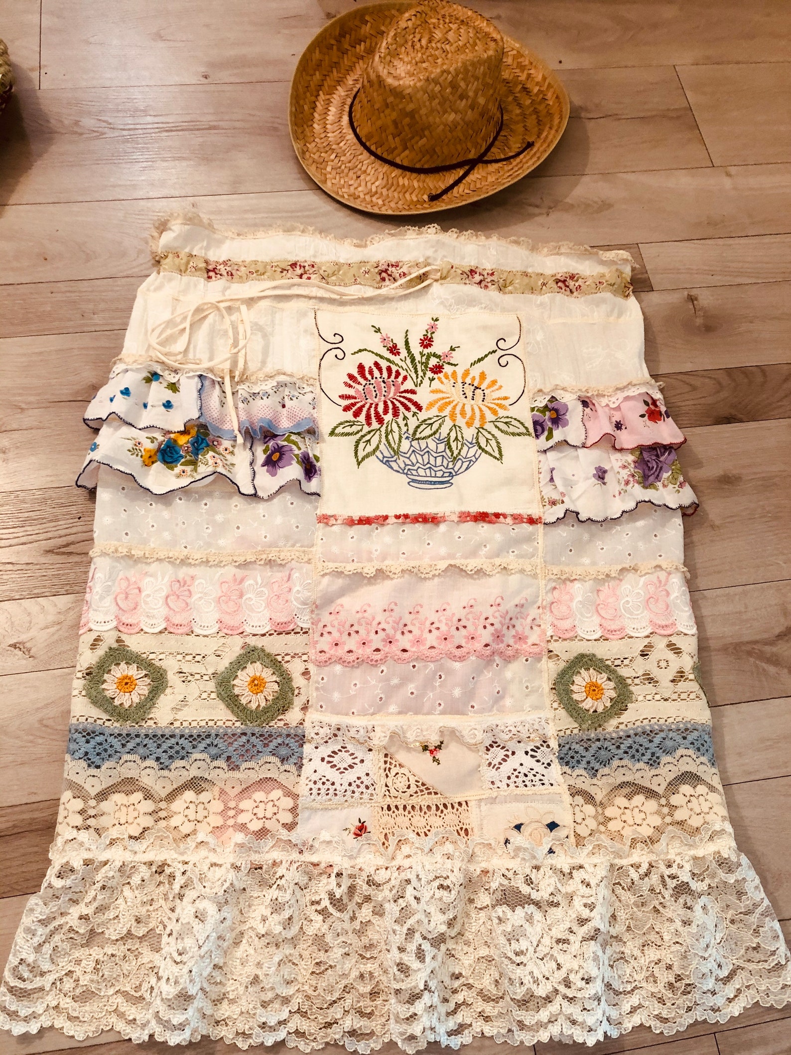 Wearable Art Vintage Components Shabby Chic Magnolia Style High Waisted ...