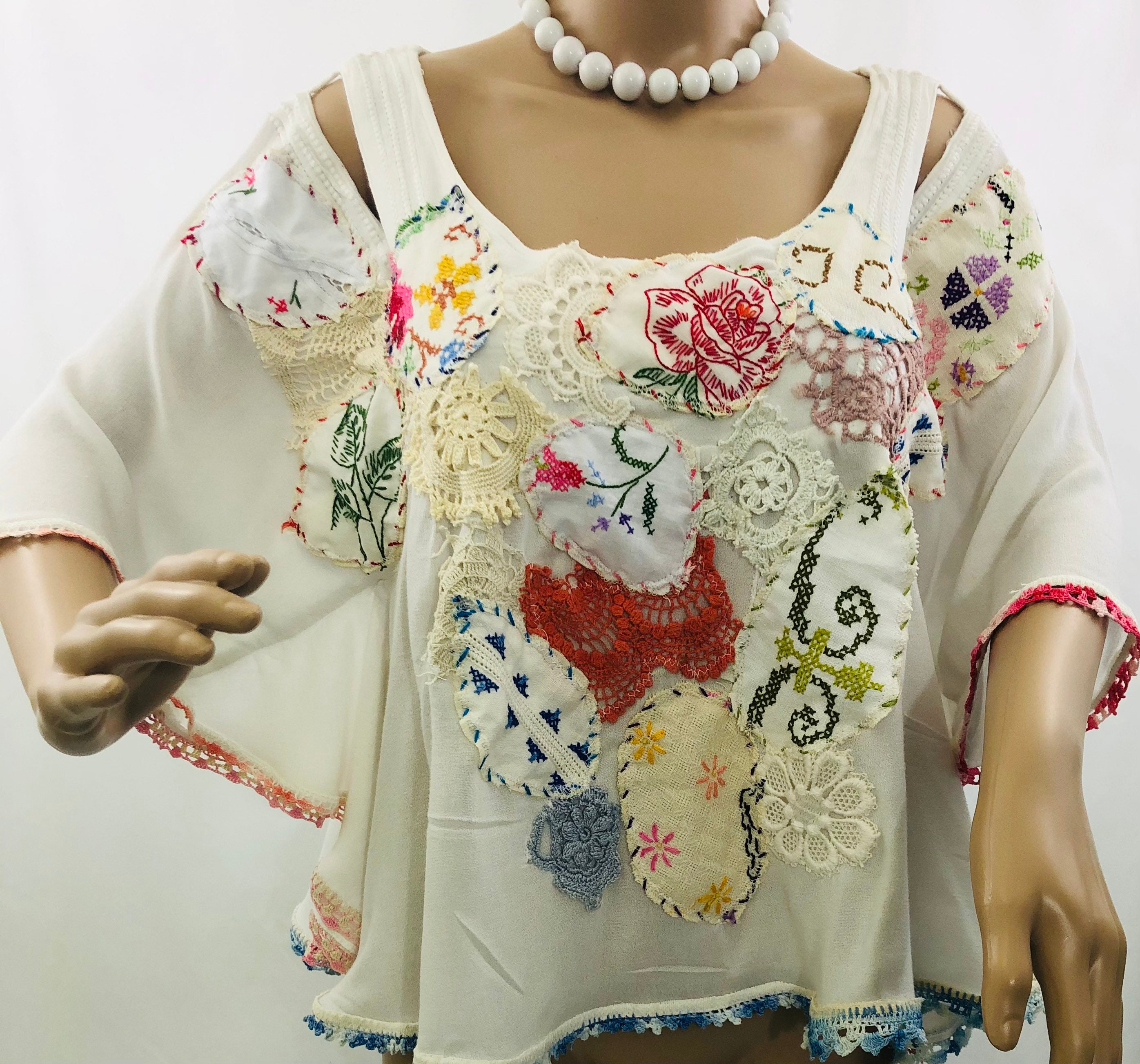 L Baroque White Cotton Shabby Chic Embroidered Prairie Needlework ...