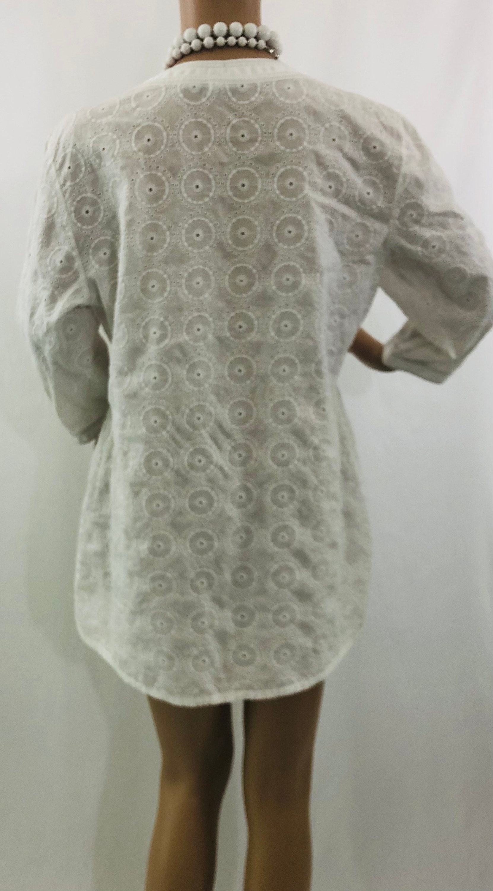 L White Cotton Wearable Art Embroidered Button Down Adorned With ...