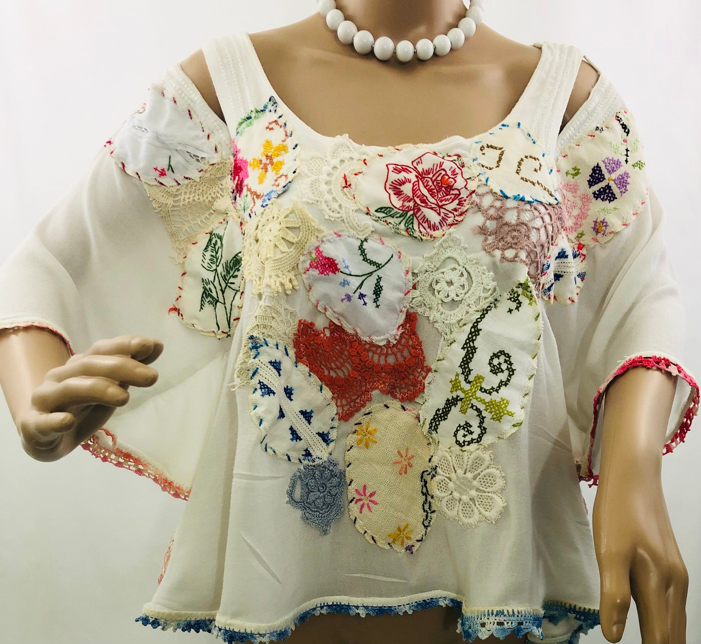 L Baroque White Cotton Shabby Chic Embroidered Prairie Needlework ...