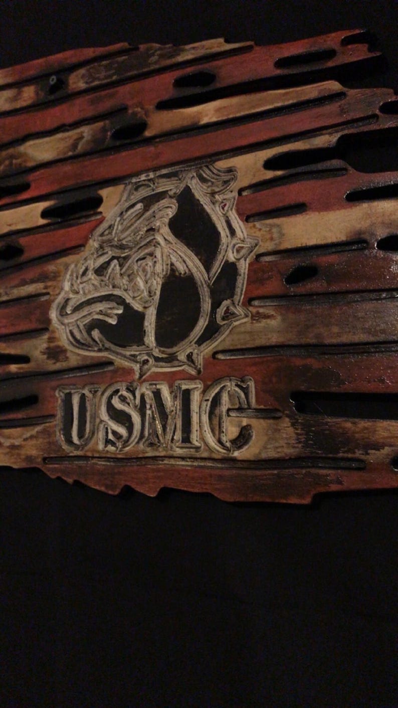 Handmade Wood American USMC Flag - Etsy