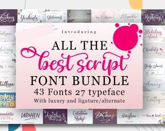 Unique Font Bundle, Display Font, Cricut Font, Vintage Font, Baby Font, Retro Font - Etsy