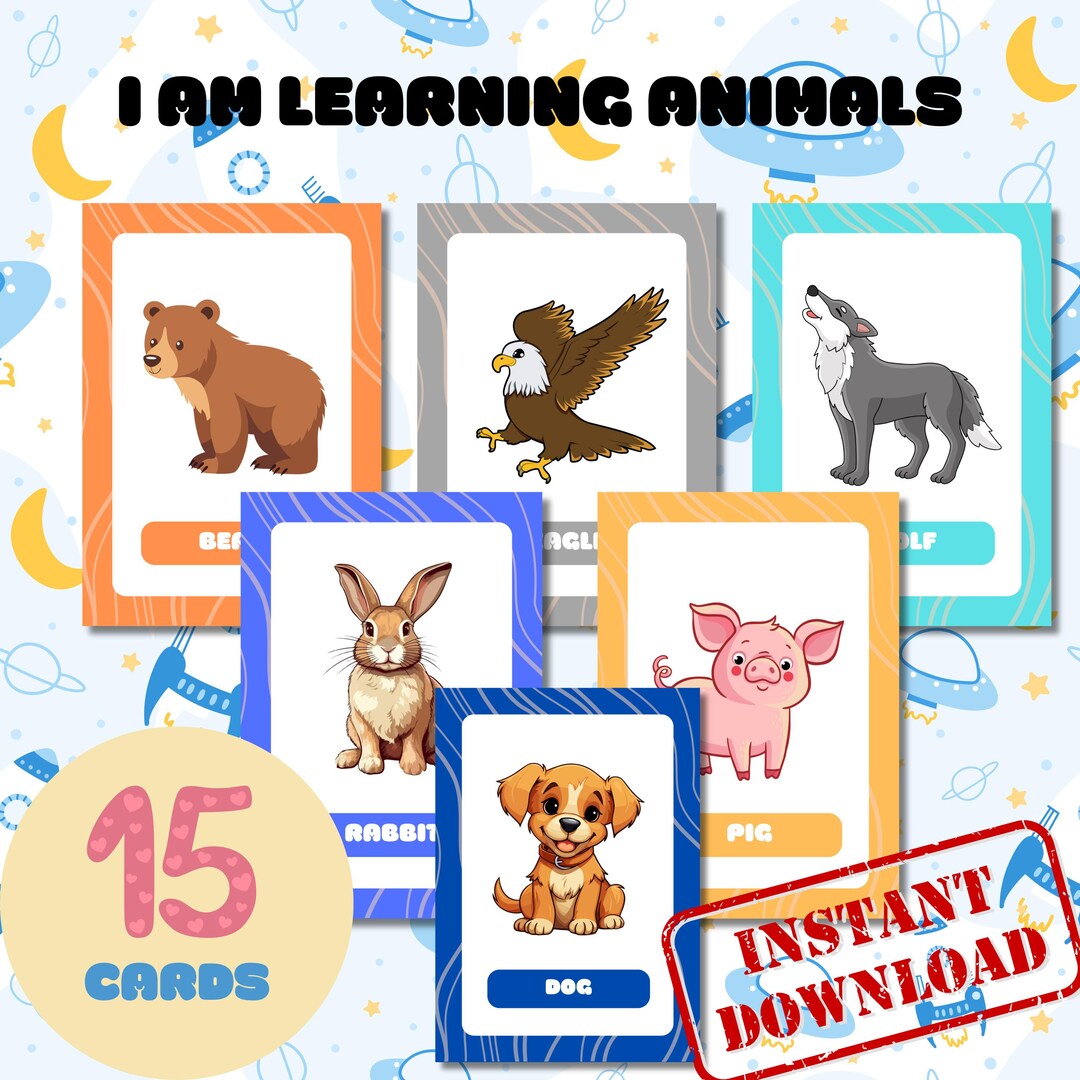 Kids Activity Cards, Printable Animals Flashcards, Toddler Activities ...