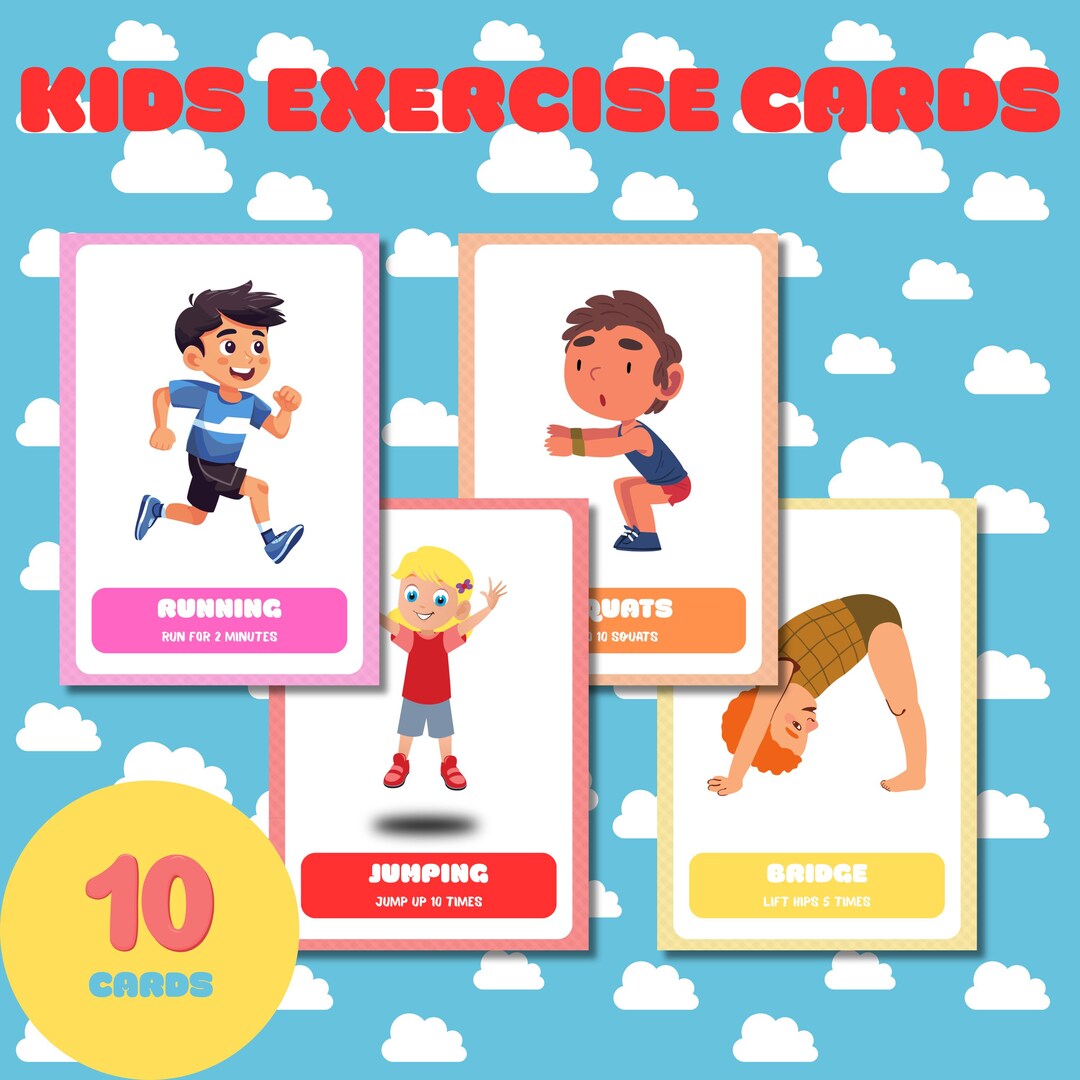 Kids Exercise Cards, Fun Movement Activity, Jump, Run & Have Fun ...