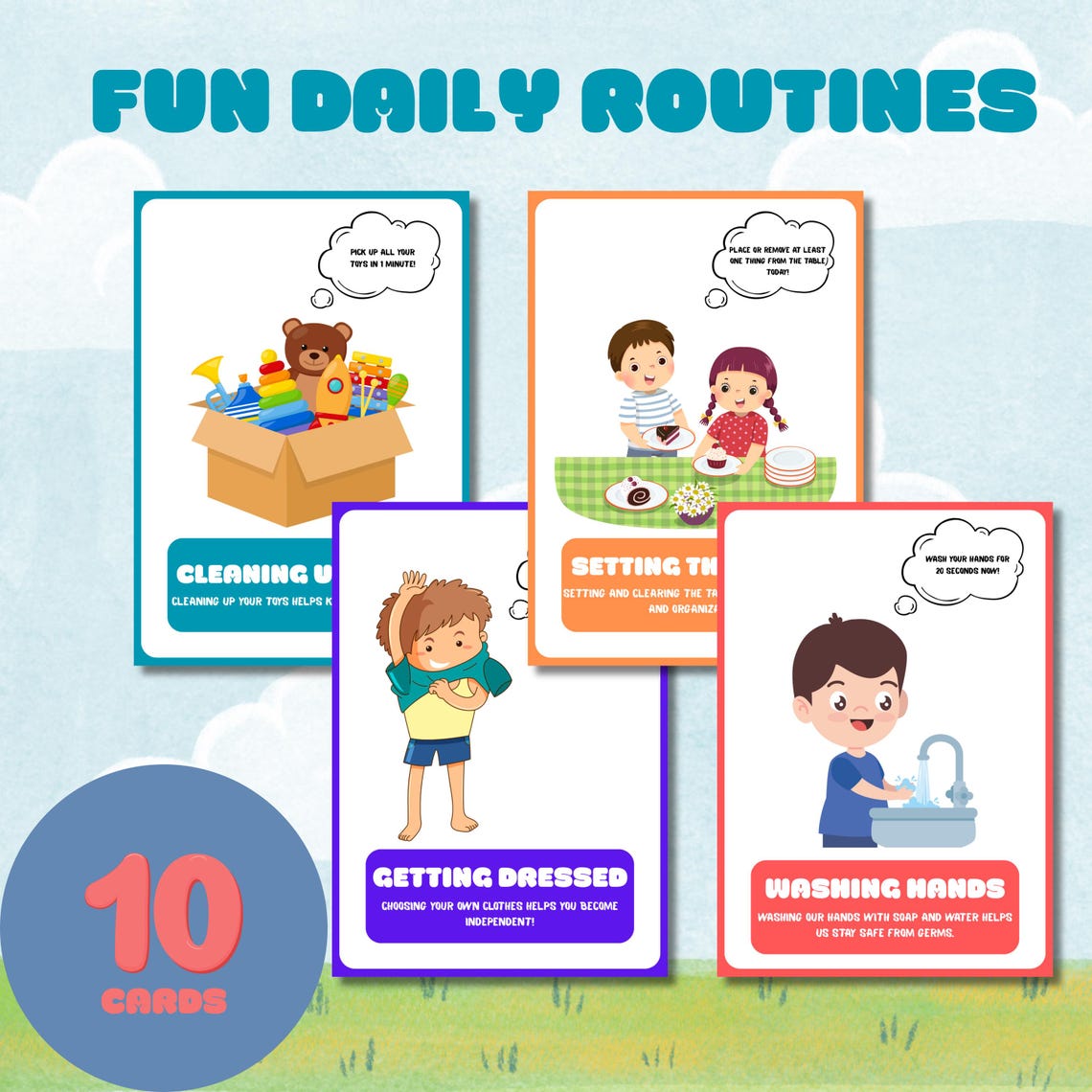 Daily Routine Cards: Kids Activity Flashcards (A4 PDF) - Etsy