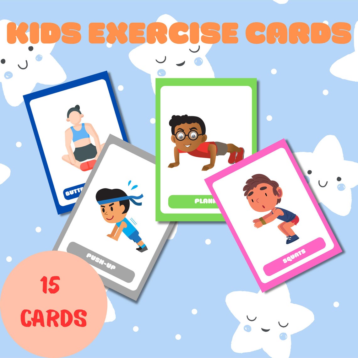 Exercise Cards, Kid Movement Cards, Kids Fitness Cards, Perfect for ...