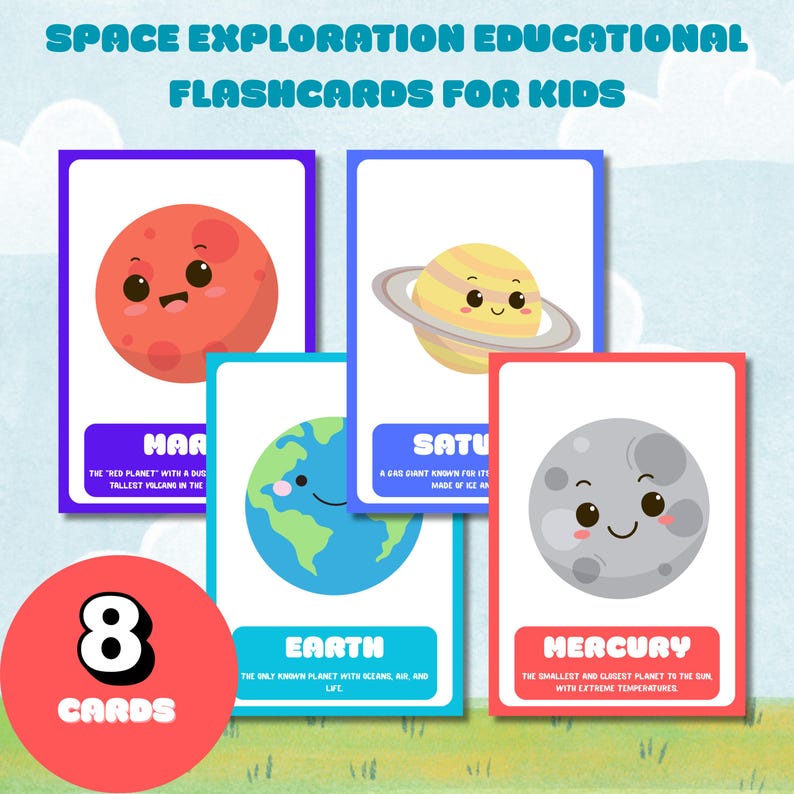 Printable Planet Flashcards, Kids Homeschool Activity PDF, Solar System ...