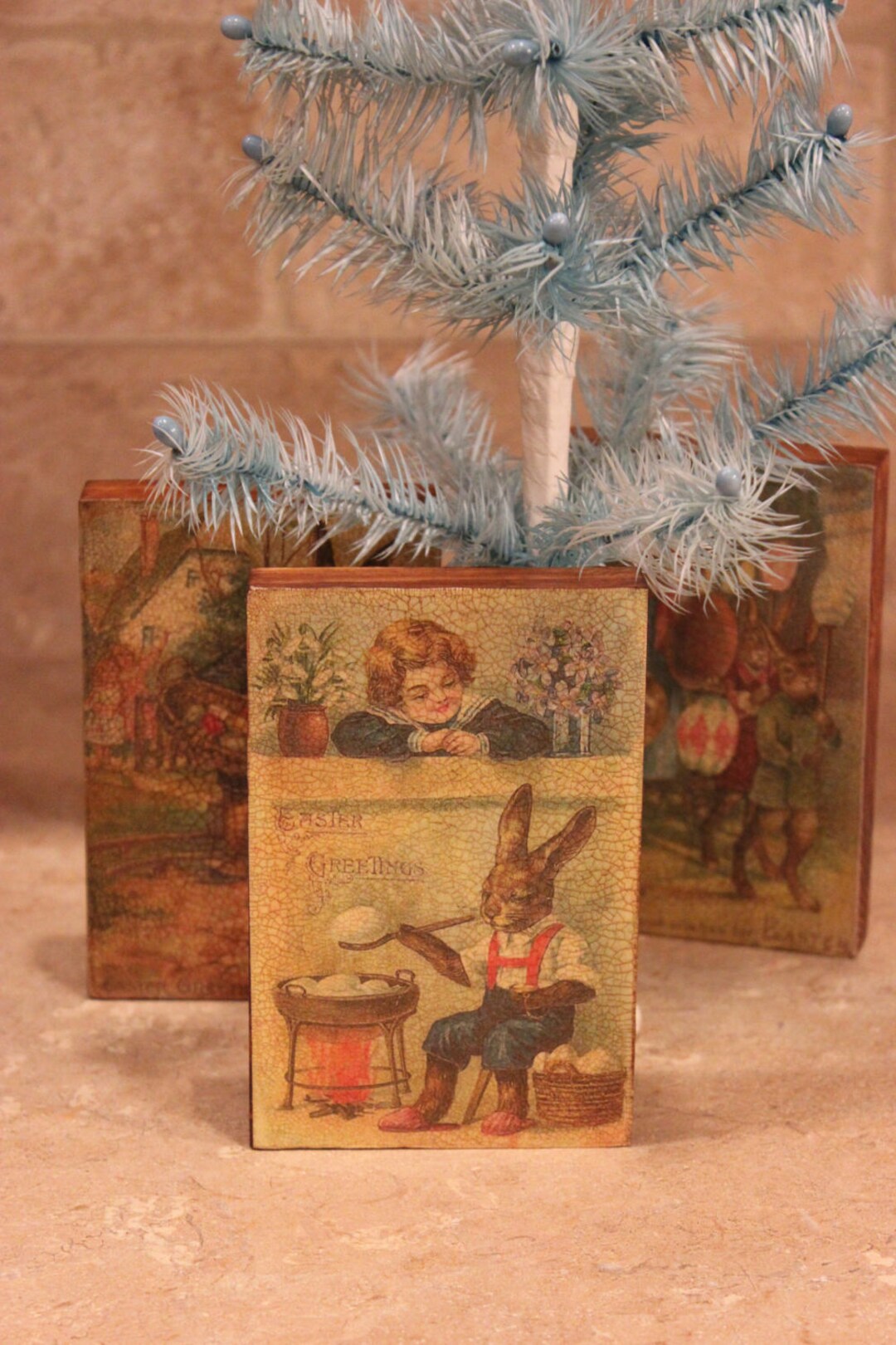 Wood Plaque Easter Bunny Rabbit Boiling an Egg - Etsy