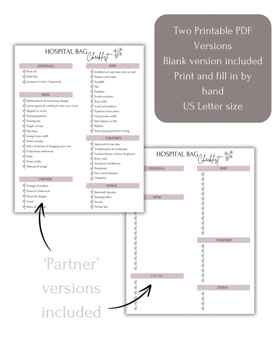 Hospital Bag Checklist Printable, Aesthetic Birth Packing List, Labour ...