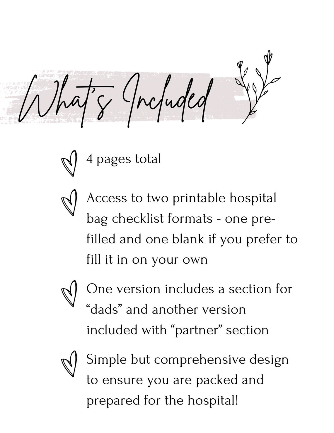 Hospital Bag Checklist Printable, Aesthetic Birth Packing List, Labour ...