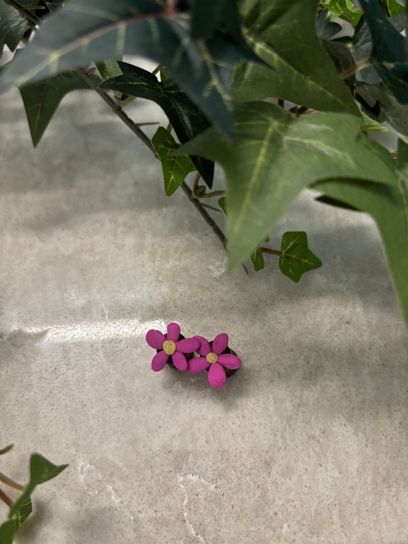 Purple Wild Flower Clay Wooden Plugs - Etsy