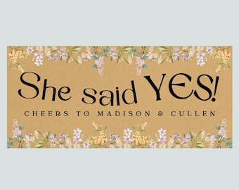 Hand Painted Custom Engagement Banner on Kraft Paper Party Sign Party ...