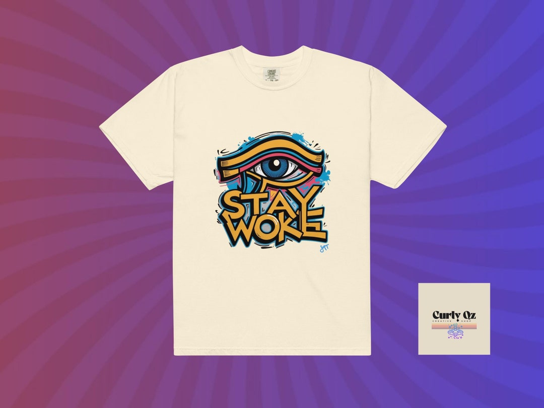 Stay Woke Graphic T-shirt Eye of Horus Hieroglyphic Graffiti Symbol L ...