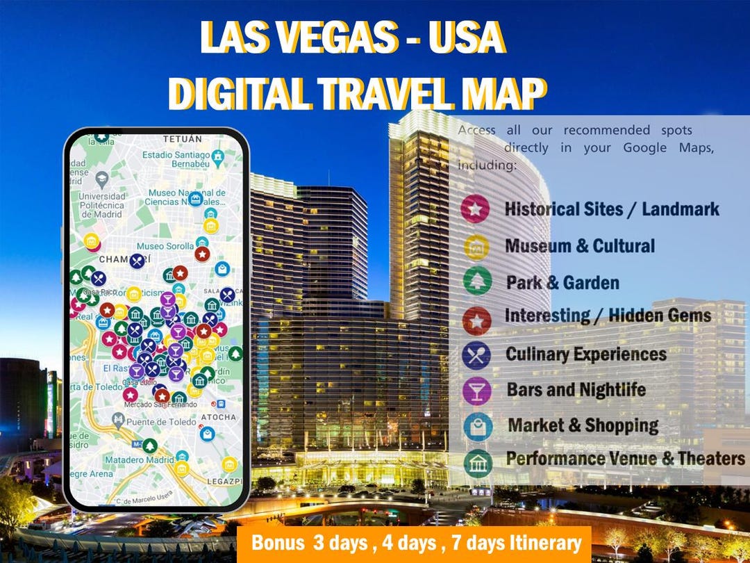 Las Vegas Travel Map With Google Pins – Must-visit Spots & Local Gems ...