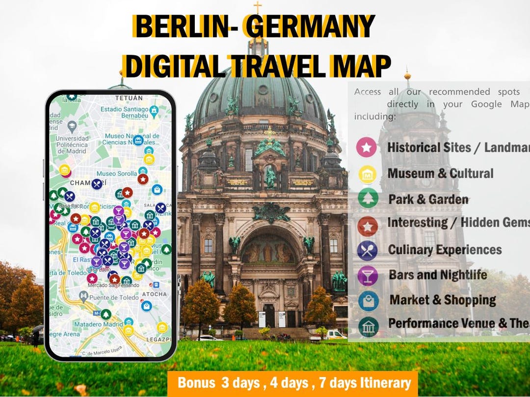 Berlin Travel Map for Google Maps – Itinerary & Must-visit Pins ...