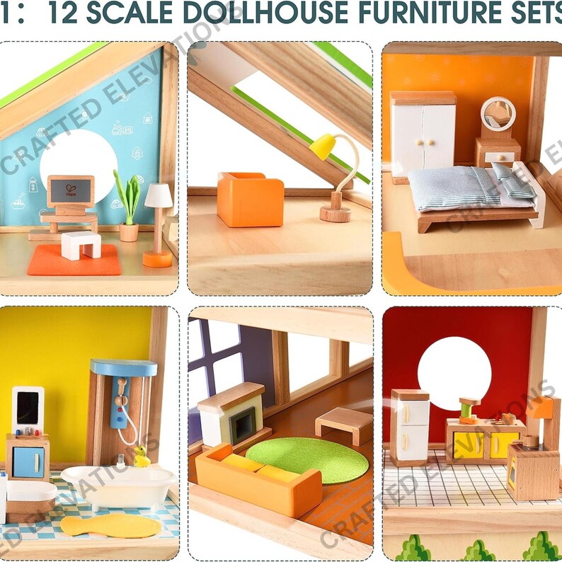 3 Story Wooden Large Dollhouse With Furniture Diy Dollhouse Dollhouse ...