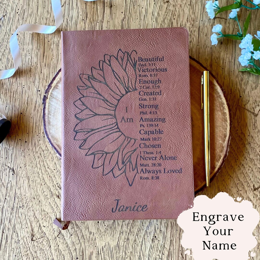 Personalized Engraved Devotional Leather Journal,bible Study Prayer ...